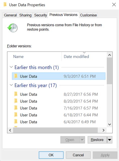 Restore Previous Version Of Chrome User Data In Windows 10 Windows 10