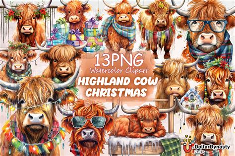 Highland Cow Christmas Sublimation Graphic By Dollar Dynasty · Creative