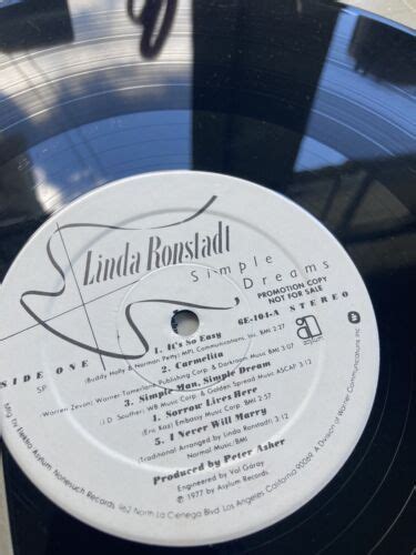 Linda Ronstadt Simple Dreams Promo Vinyl Lp Asylum 6e 104