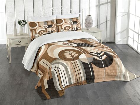 Ambesonne Monstera Quilted Bedspread Set 3 Pcs Boho Arrange Mid