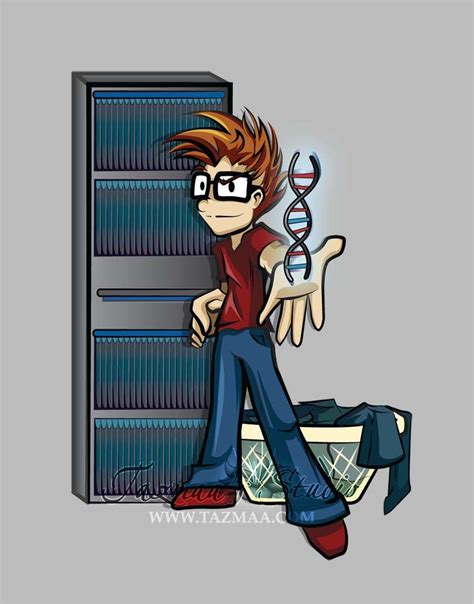 Digital Cartoon Art Of A Nerd Scientist With Dna Strand Cartoon Characters Sketch Cartoon Art