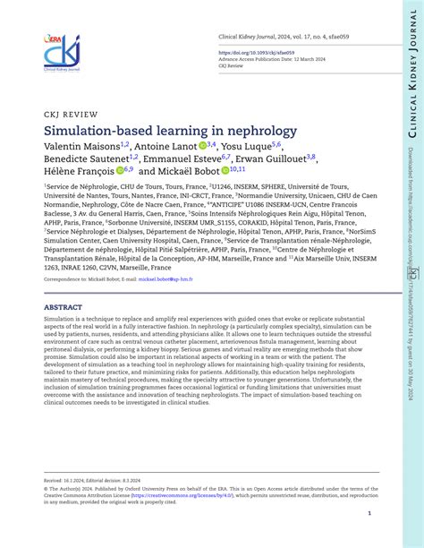 PDF Simulation Based Learning In Nephrology