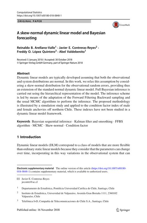 Pdf A Skew Normal Dynamic Linear Model And Bayesian Forecasting