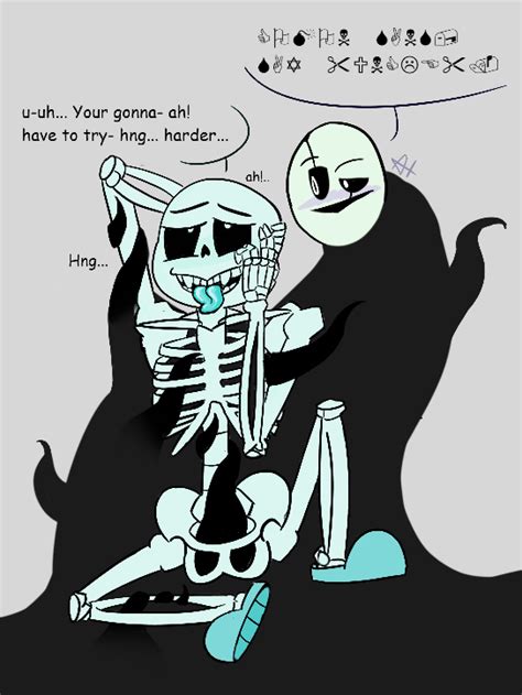 Rule 34 Animated Skeleton Blush Bone Dialogue Duo English Text Gaster Gay Grin Male Male Only