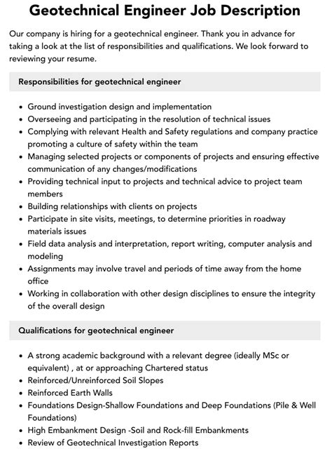 Geotechnical Engineer Job Description Velvet Jobs