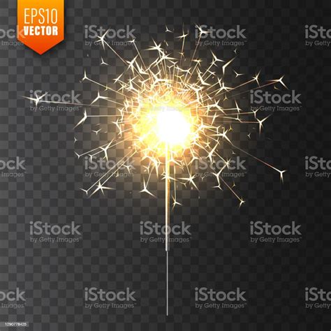 투명 한 배경에 현실적인 크리스마스 스파클러 벵골 화재 효과 불꽃과 축제 밝은 불꽃 놀이 새해 장식 불타는 반짝이는 촛불 벡터