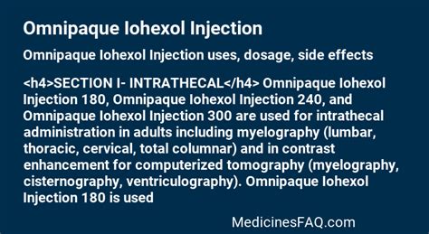 Omnipaque Iohexol Injection Uses Dosage Side Effects Food Interaction And Faq