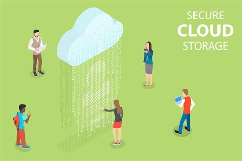 Premium Vector Isometric Concept Of Secure Cloud Storage Big Data
