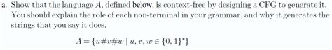 Solved Show That The Language A Defined Below Is