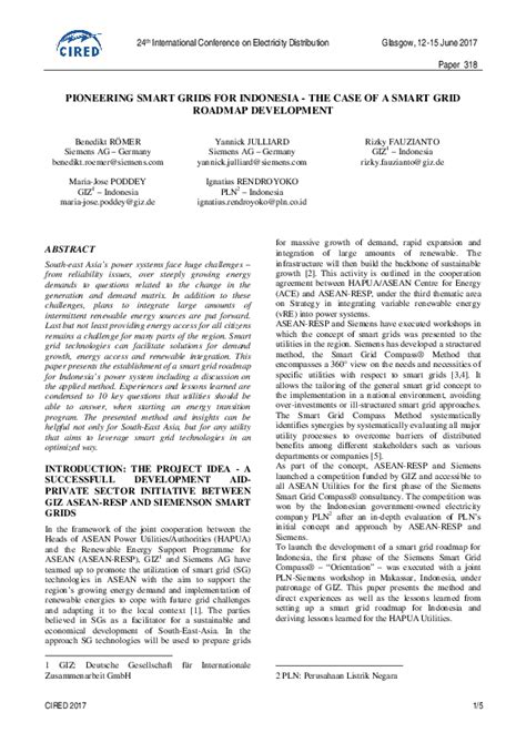 Pdf Pioneering Smart Grids For Indonesia The Case Of A Smart Grid