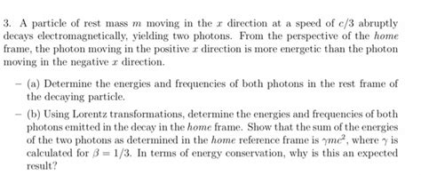 A Particle Of Rest Mass M Moving In The Direction Chegg
