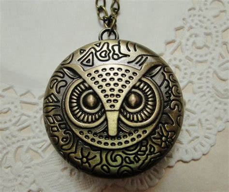 Owl Clock Watch Pocketwatch Locket Style Pendant Necklace In Etsy