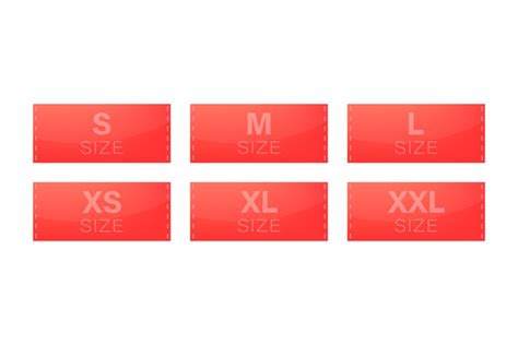 Clothing Label Size Set Labels With Xs S M L Xl Xxl
