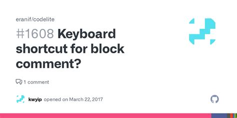 Keyboard Shortcut For Block Comment · Issue 1608 · Eranifcodelite · Github