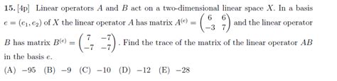 solved linear operators a and b act on a two dimensional