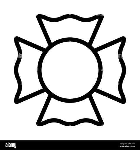 Blank Fire Department Badge Icon Linear Logo Mark Set Collection In Black And White For Web