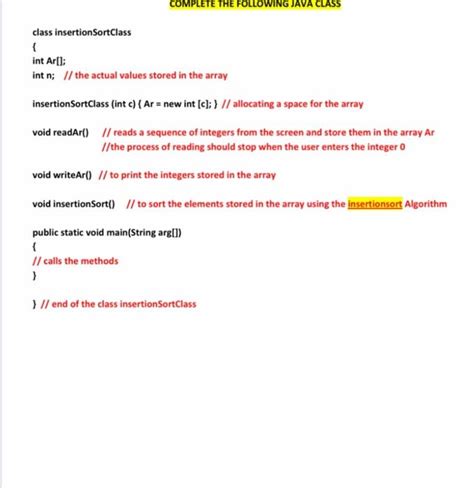 Solved COMPLETE THE FOLLOWING JAVA CLASS Class Chegg