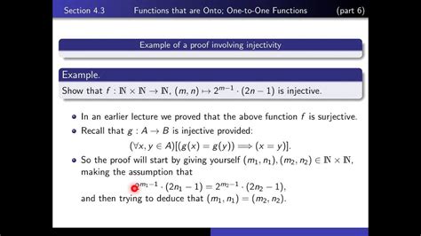Section 43 Part 6 Example Involving Injectivity Youtube
