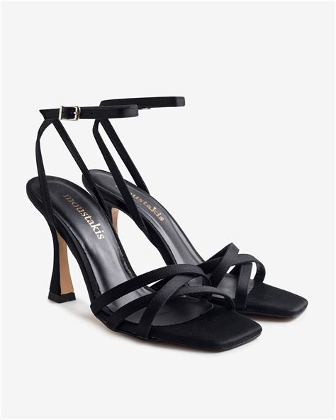 Moustakis μαύρα σατέν πέδιλα Moustakis Shoes Γυναικεία And Ανδρικά