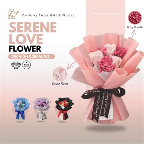 Soap Rose Flower Bouquet Serene Love 3 Stalk Soap Rose With Preserved