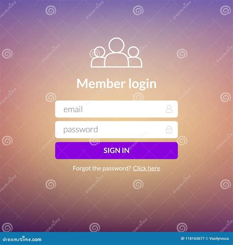 Login User Interface Sign In Web Element Template Window Stock Vector