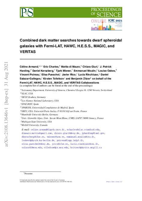 Pdf Combined Dark Matter Searches Towards Dwarf Spheroidal Galaxies With Fermi Lat Hawc Hess