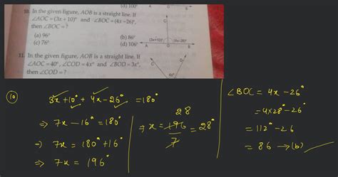 In The Given Figure AOB Is A Straight Line If AOC X And BO