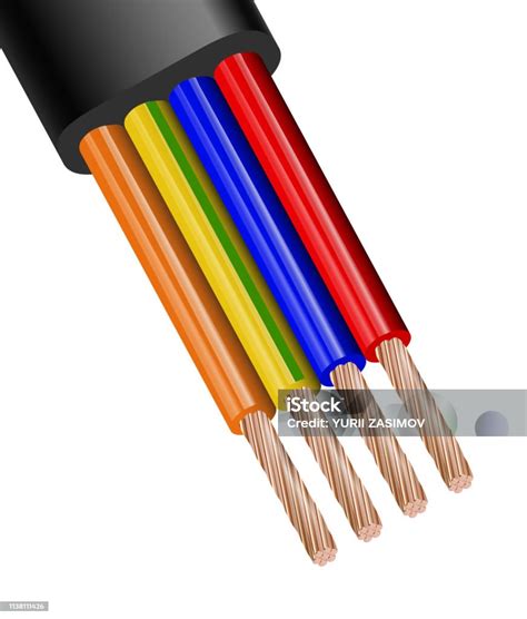 Kabel Tembaga Listrik 4kawat Fleksibel Terisolasi Pada Latar Belakang