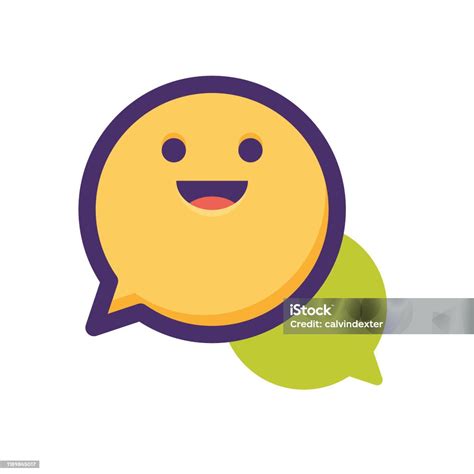 온라인 메시징 음성 버블 이모티콘 Brand Name Online Messaging Platform에 대한 스톡 벡터 아트 및