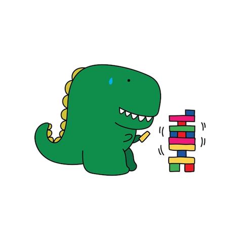 Premium Vector Vector Illustration Of Cute Monster Playing Jenga
