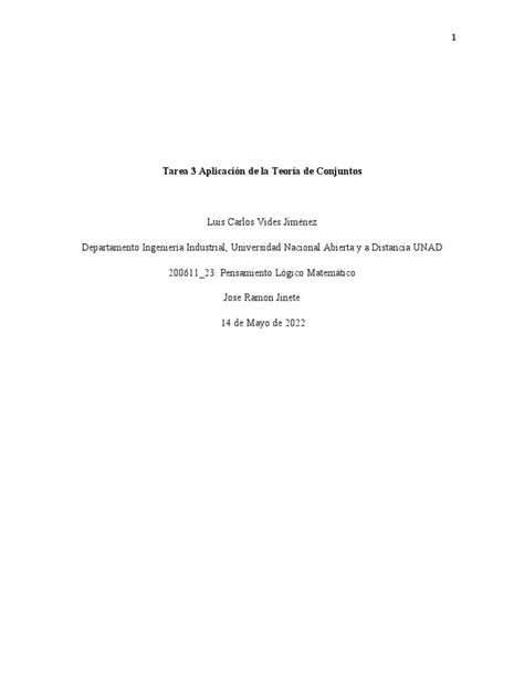 Aplicación De La Teoría De Conjuntos Pdf