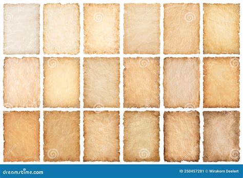Collection Set Old Parchment Paper Sheet Vintage Aged Or Texture