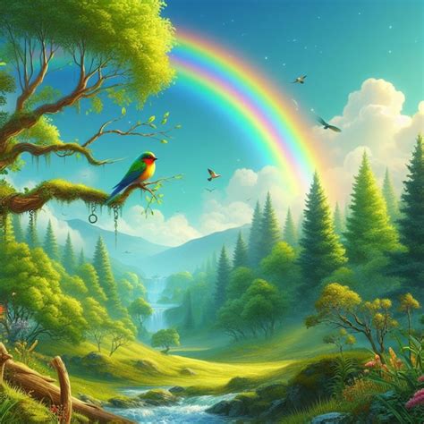 Premium Photo A Vibrant Rainbow Scene
