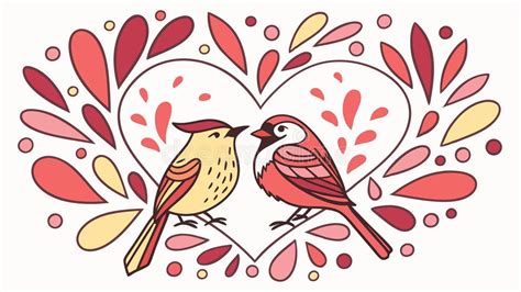 Birds In Heart Shape Love Nature Connection Symbol Vector Design Generative Ai Stock Vector