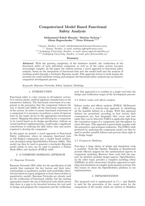 Pdf Computerized Model Based Functional Safety Analysis