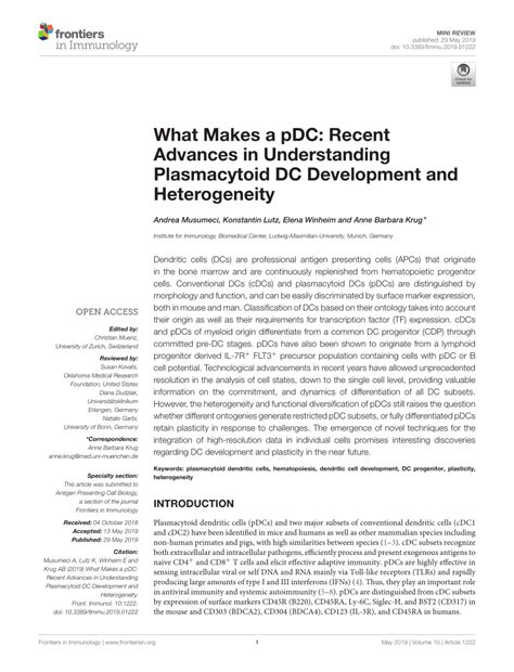 Pdf What Makes A Pdc Recent Advances In Understanding Plasmacytoid