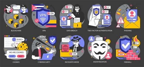 Premium Vector Data Privacy Dark Or Night Mode Set Cyber Or Web Security Database Safety