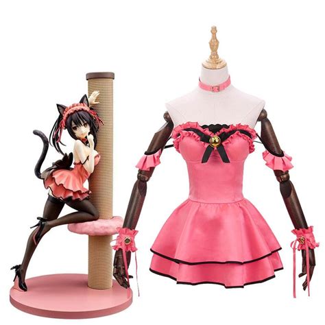 Date A Live Kurumi Tokisaki Cat Pink Dress Cosplay Costume