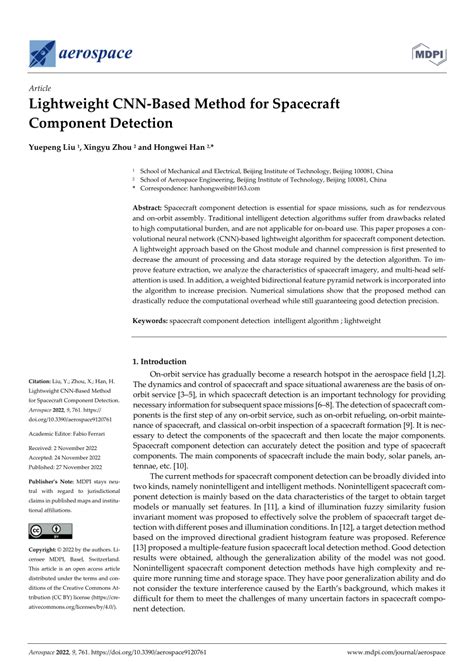 Pdf Lightweight Cnn Based Method For Spacecraft Component Detection