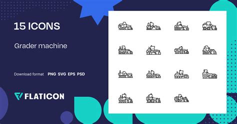 Grader Machine Icon Pack Outline 15 Svg Icons
