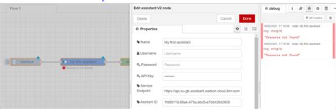 ibm cloud watson assistant and node red stack overflow