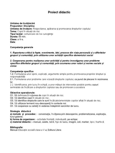 Plan Lectie Educatie Sociala Pdf
