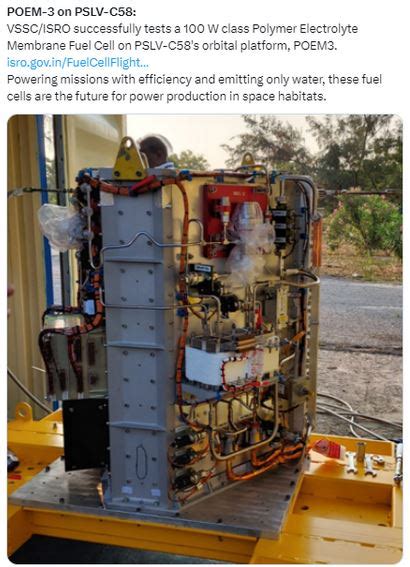 Isro Successfully Tests Polymer Electrolyte Membrane Fuel Cell In Space