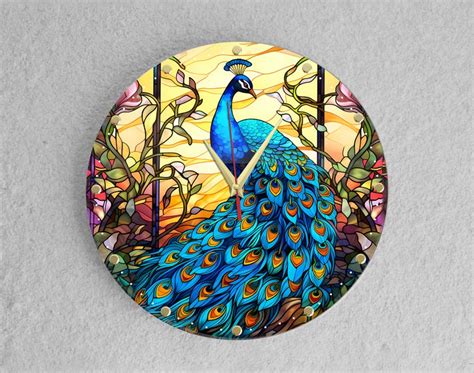 Peacock Wall Decor With Silent Clock Home Decor Kitchen Decor Bird