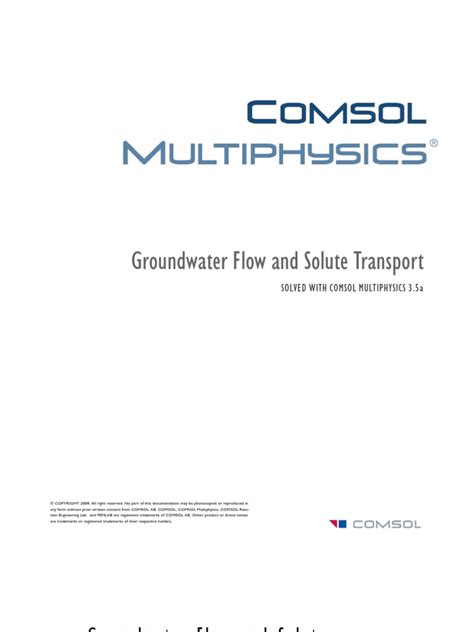 Groundwater Flow And Solute Transport Solved With Comsol Multiphysics