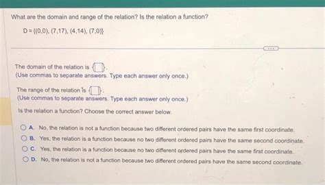 Solved What Are The Domain And Range Of The Relation Is The Chegg