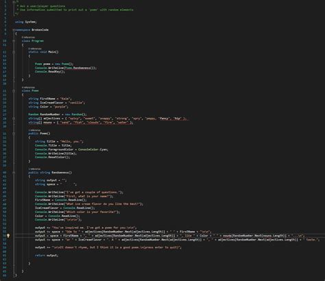 Debugging Code Poem Generator C • Programming Is Fun
