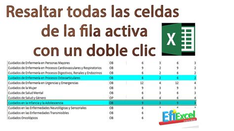 Macro Para Resaltar La Fila Activa En Excel Con Tan Solo Un Doble Clic Youtube