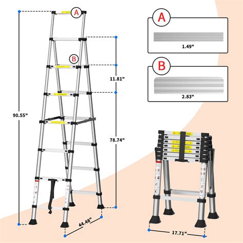 Folding Telescopic Aluminium Step Ladder Extension A Frame Wide Pedal