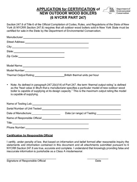 Fillable Online Application For Certification Of New Outdoor Wood